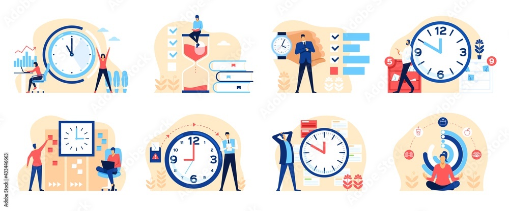 Time management. Productive business people organizing their time ...