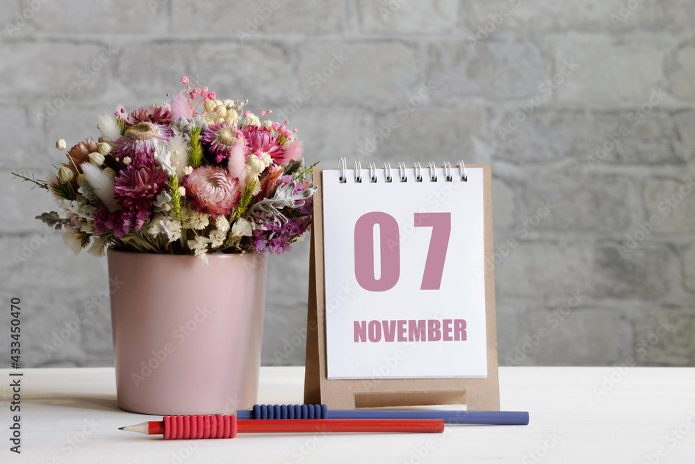 november 07. 07-th day of the month, calendar date.A delicate bouquet ...