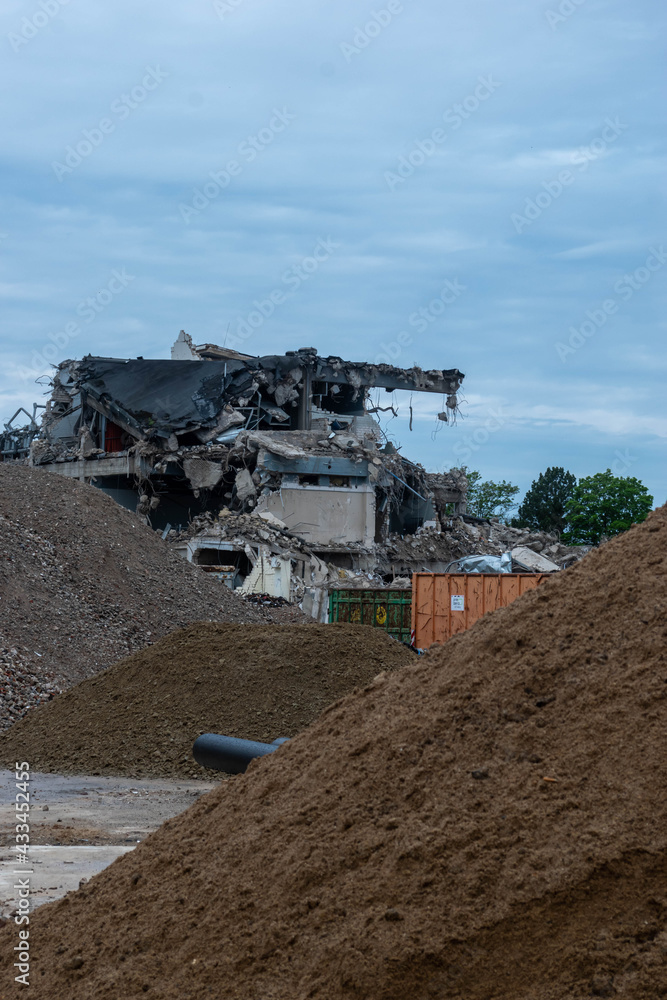 construction site under construction work. Demolition of an old ...
