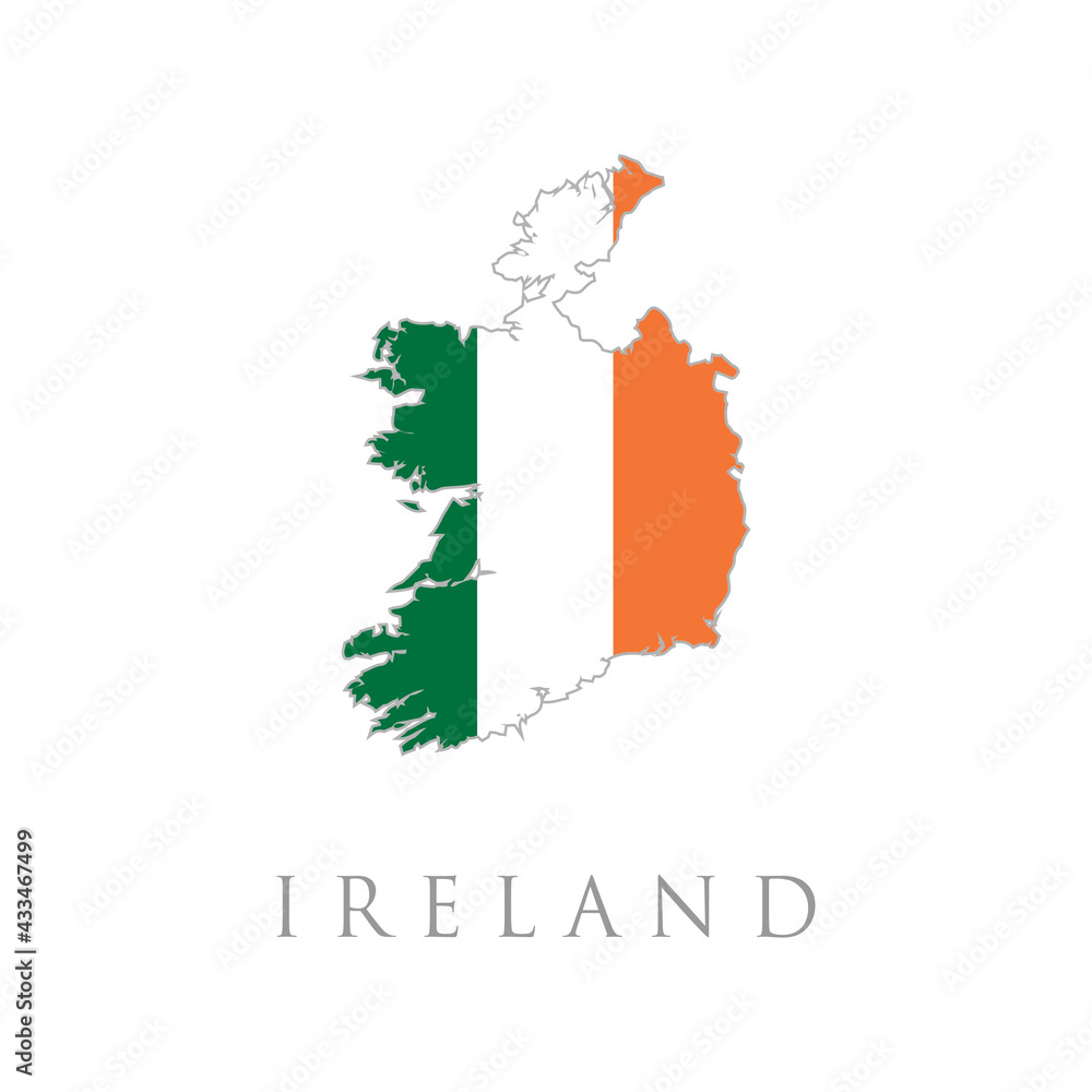 Simple Map Of Ireland With Flag Isolated On White Background. Vector ...