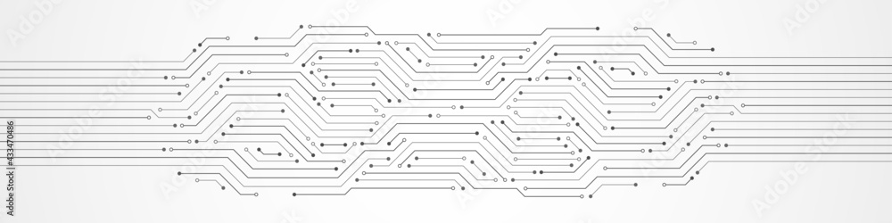 Abstract Technology Background, grey circuit board pattern, microchip ...