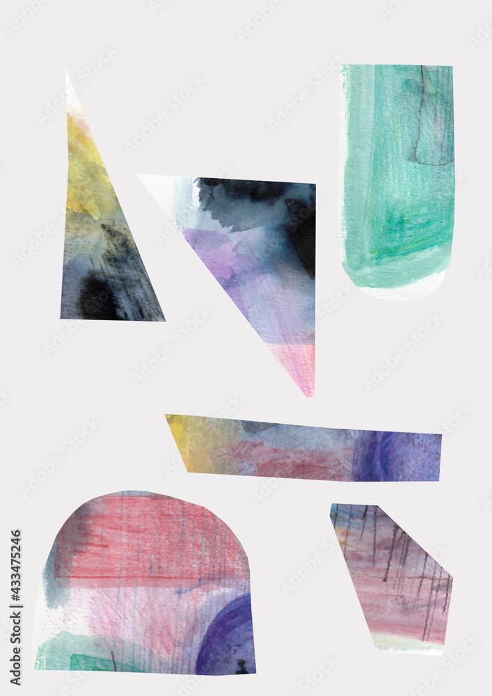 Abstract paper cuttings collage art. Ethereall dreamy watercolor style ...