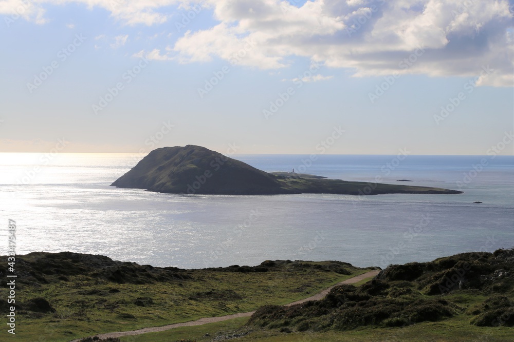Bardsey Island in the Irish Sea off the southern tip of the Llyn ...