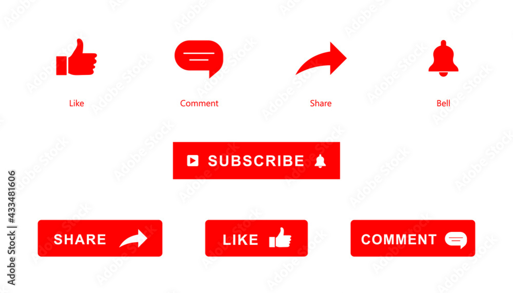 Like, Comment, Share, Bell, and Subscribe buttons For YouTube Channel ...