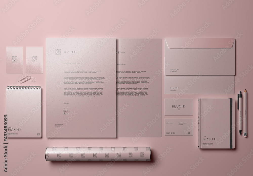 Office Stationery Set Layout Mockup Stock Template | Adobe Stock