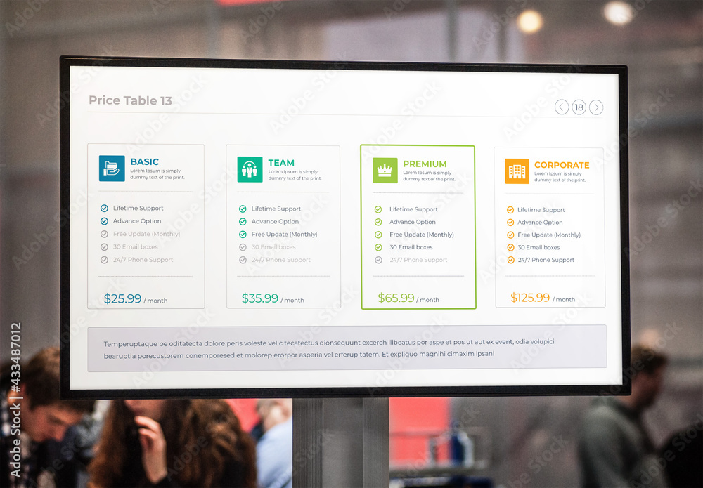 Dark Layout Pricing Table with 4 Options Stock Template | Adobe Stock