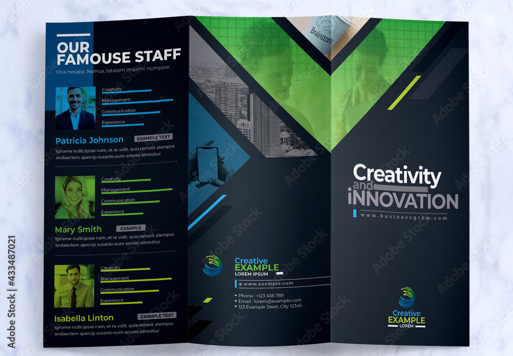 Creative Tri-Fold Brochure Design with Creative Shapes Stock Template ...