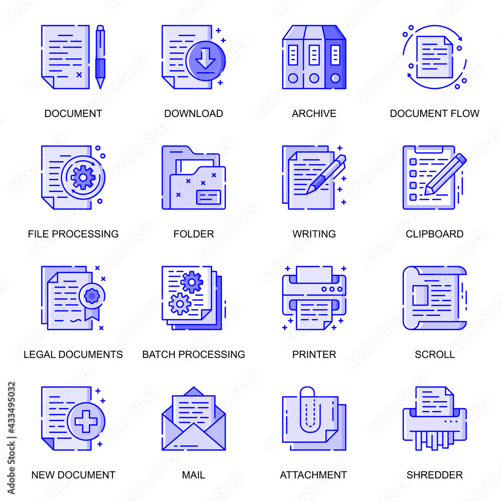 Document web flat line icons set. Pack outline pictogram of download ...