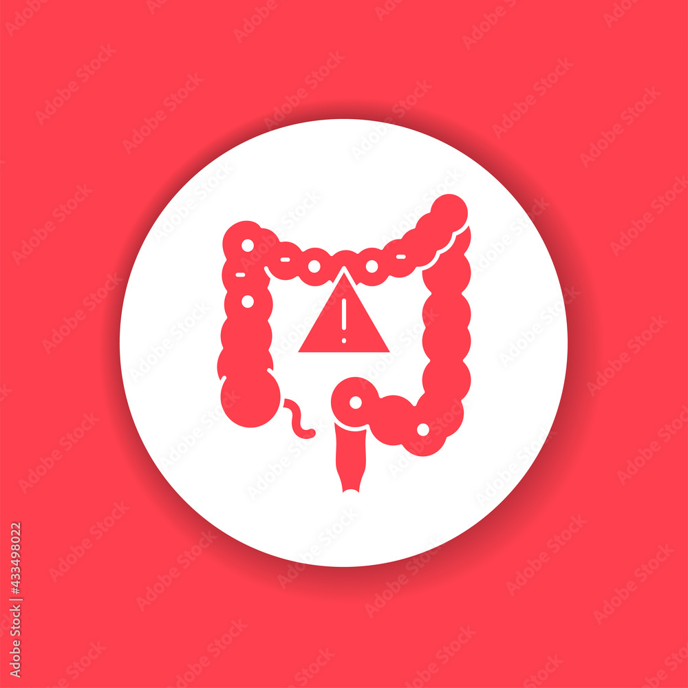 Indigestion glyph icon. Stomachache. Allergy symptom diarrhea, bloating ...