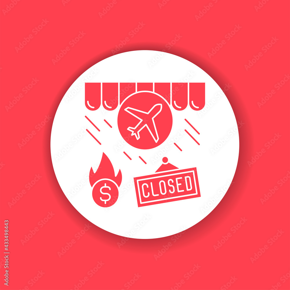 Travel agency closing color icon. Economic risis. Collapse business ...