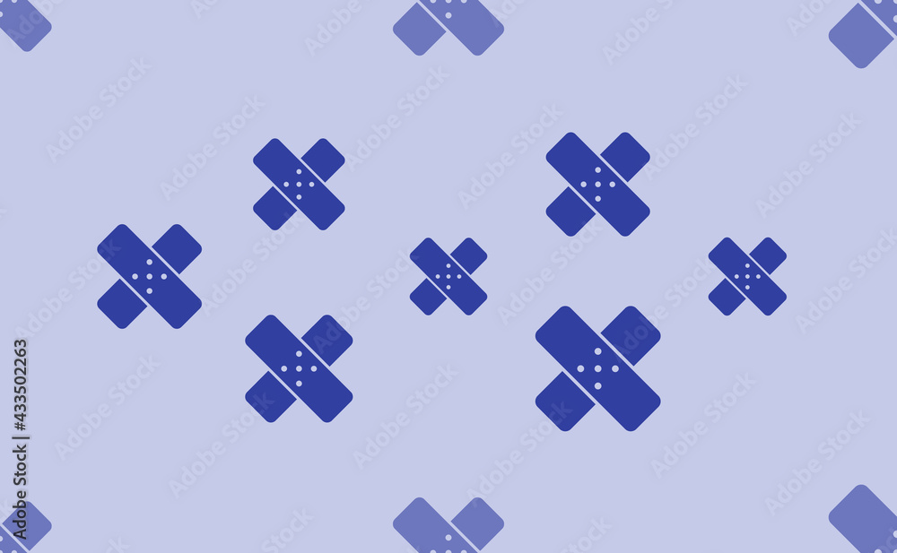 Seamless pattern of large isolated blue adhesive plaster symbols. The ...