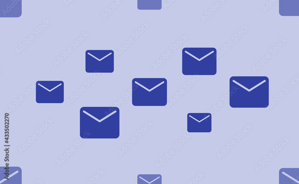Seamless pattern of large isolated blue email symbols. The pattern is ...
