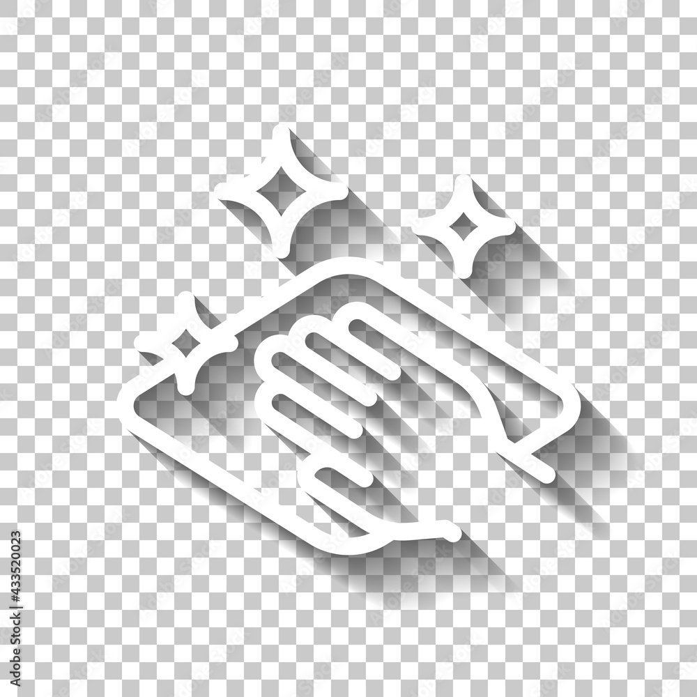 Clean surface, wipe to disinfect, simple icon. White linear icon with ...