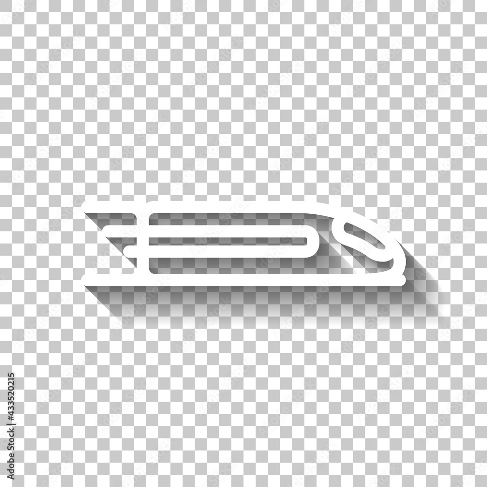 High speed train, railway transport. White linear icon with editable ...