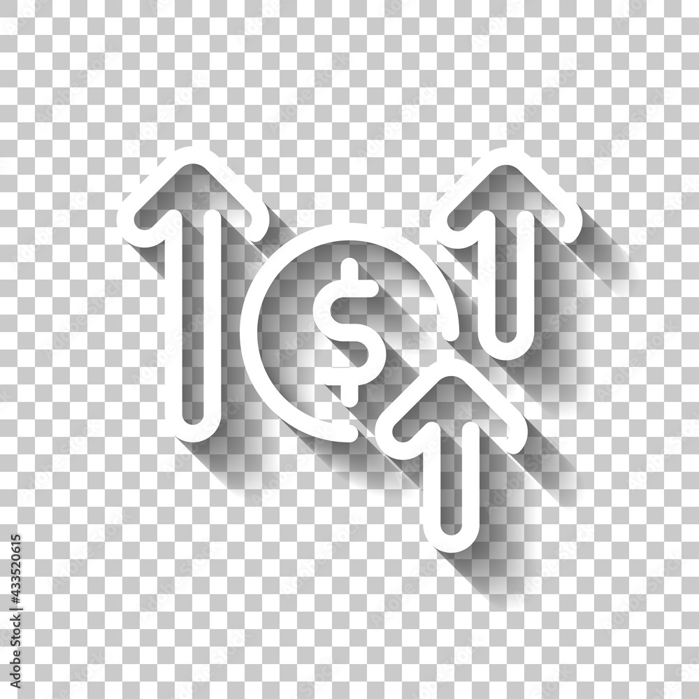 Financial growth, growing money, increase income. White linear icon ...