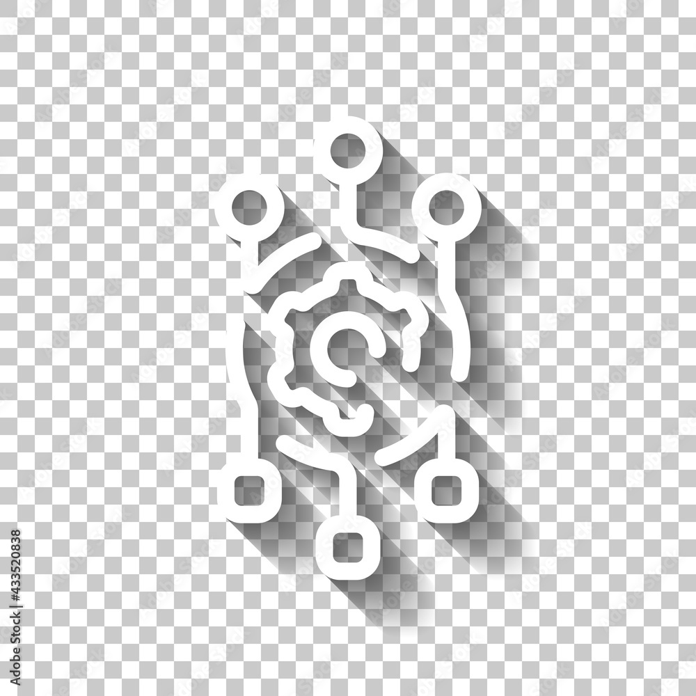 Algorithm icon, api integration, data software. White linear icon with ...