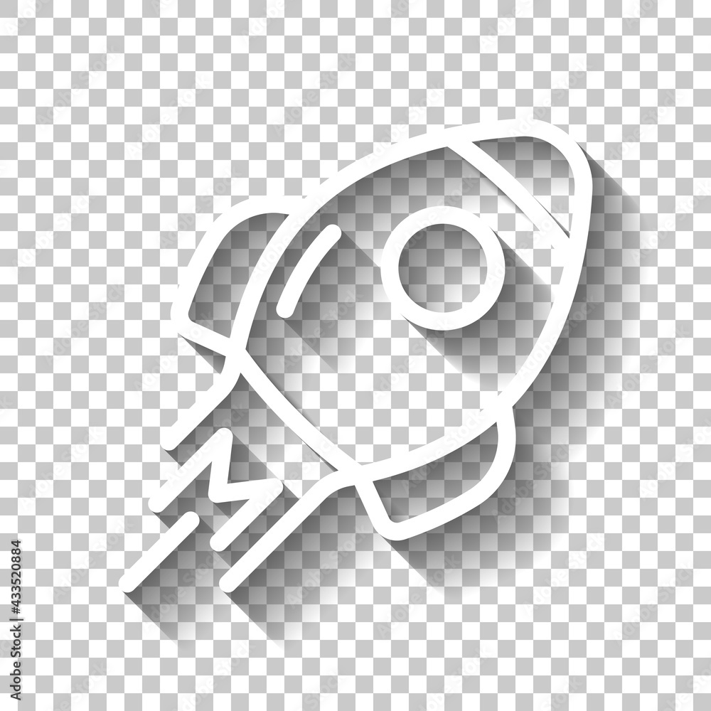 Simple rocket icon, space ship. White linear icon with editable stroke ...
