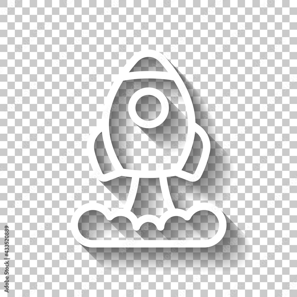 Simple rocket icon, space ship. White linear icon with editable stroke ...