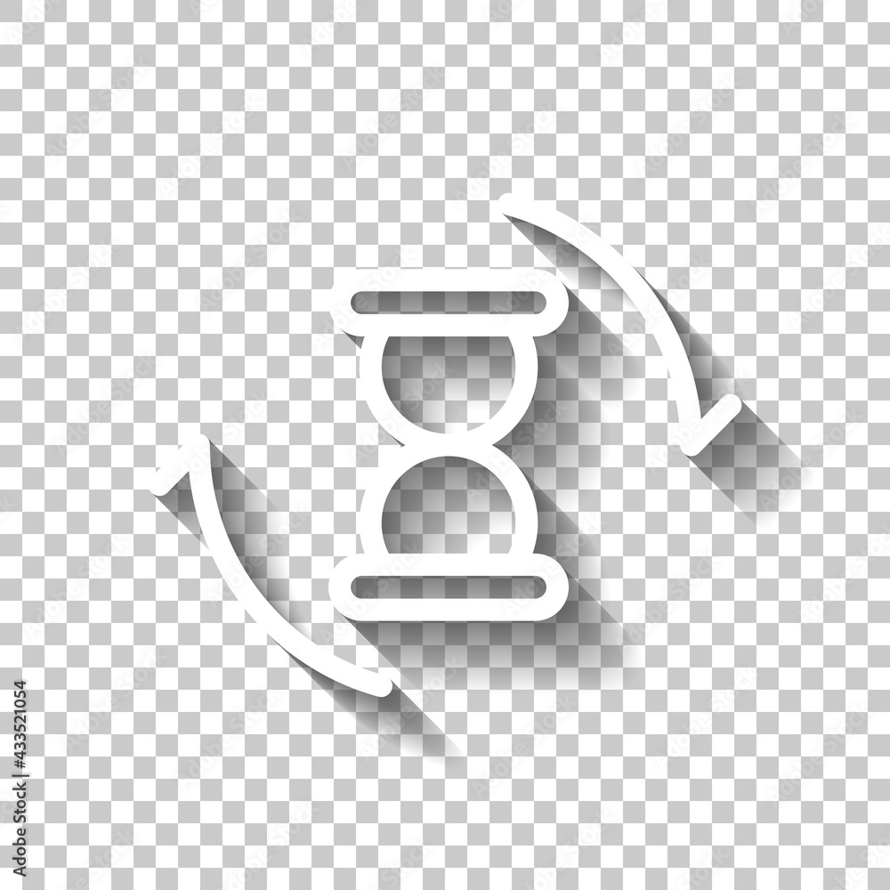 Vetor de Old hourglass, simple wait icon. White linear icon with ...