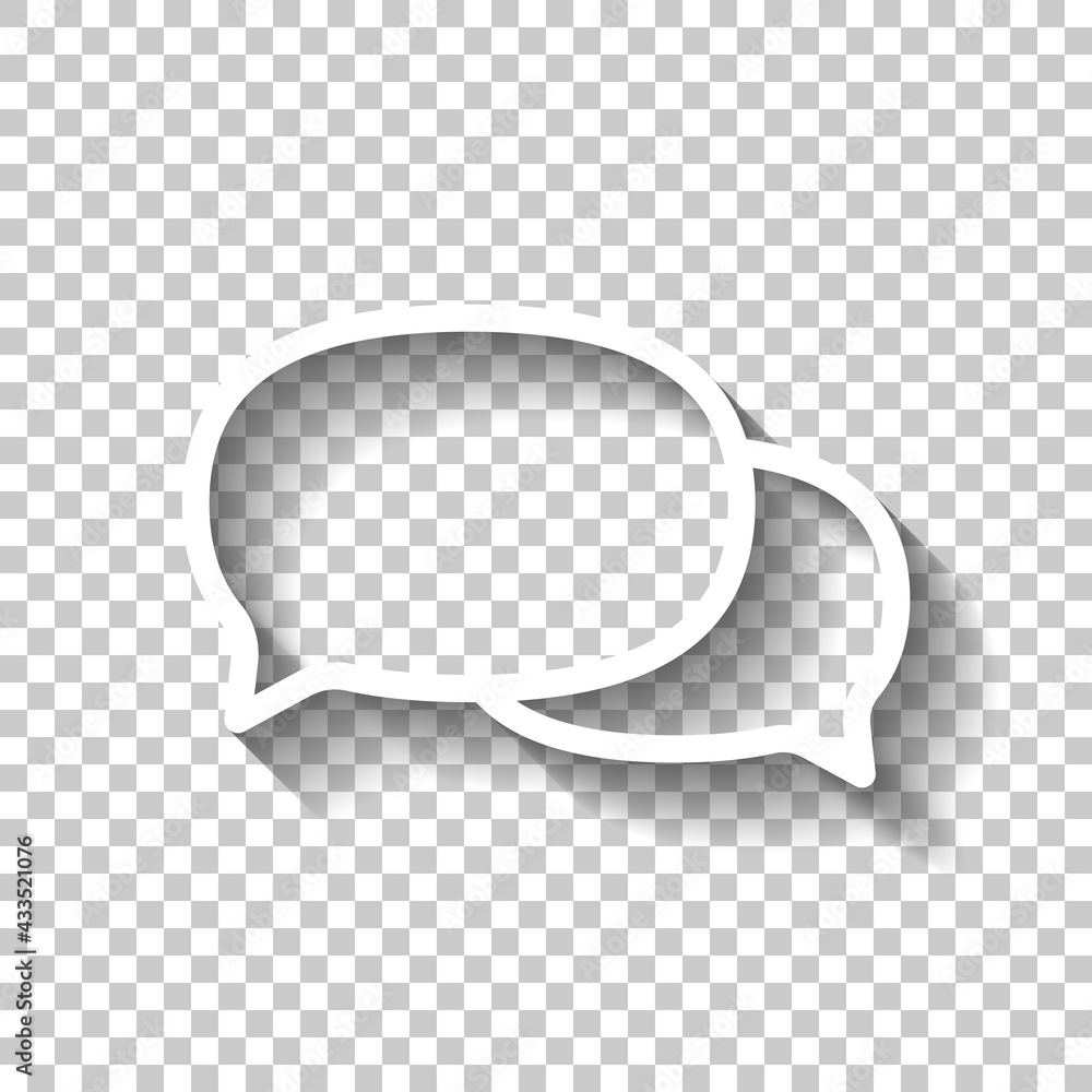Speech bubbles, chat messages, text clouds, simple icon. White linear ...