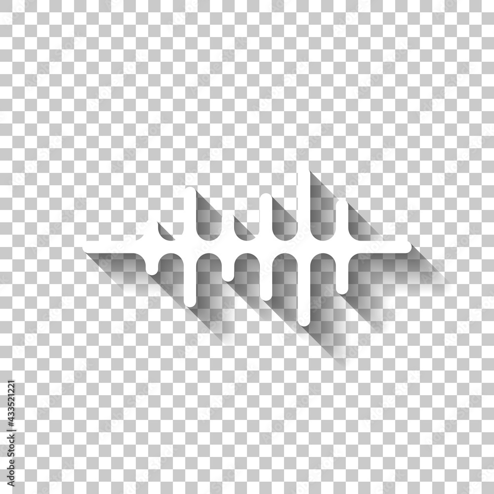 Sound wave, simple icon. White linear icon with editable stroke and ...