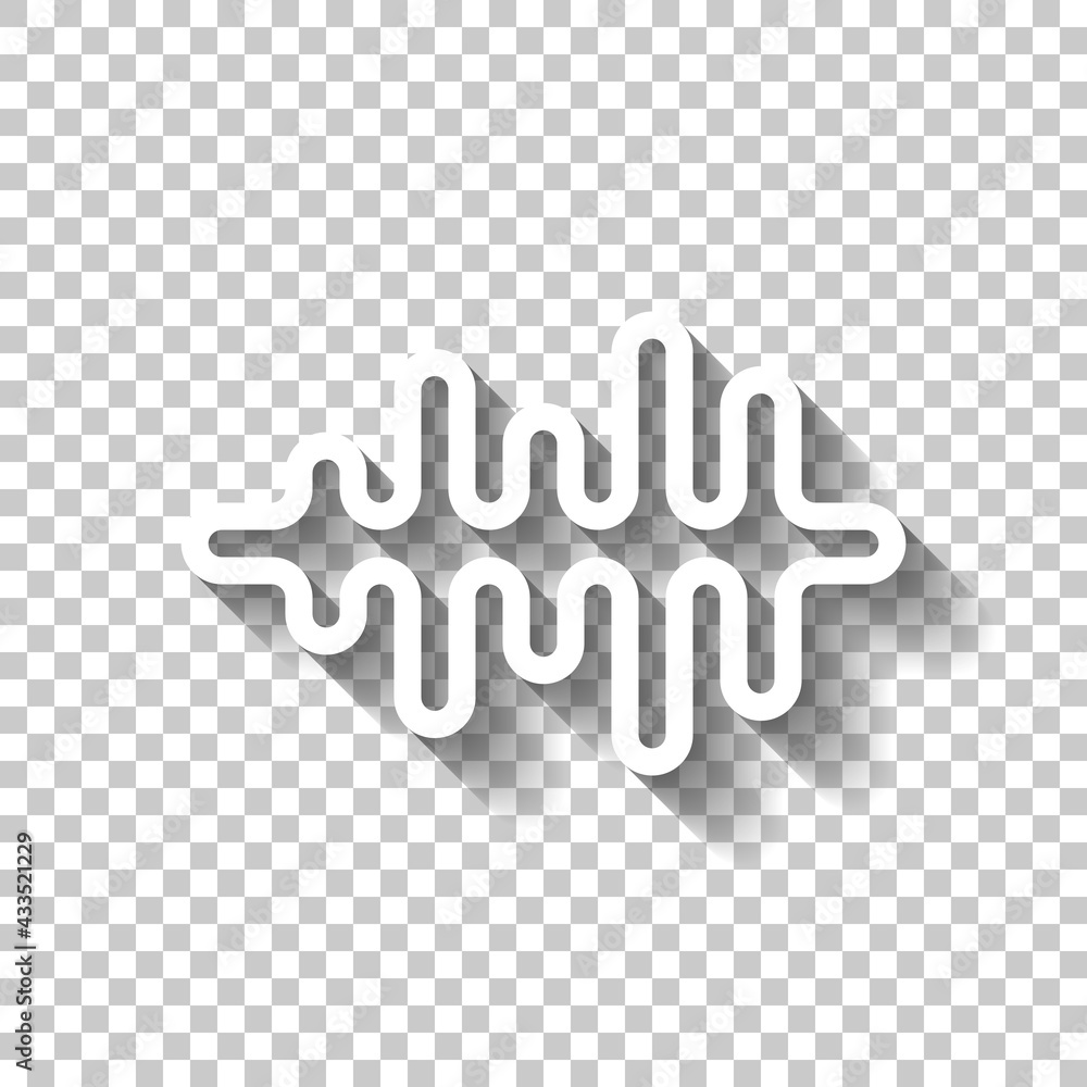 Sound wave, simple icon. White linear icon with editable stroke and ...