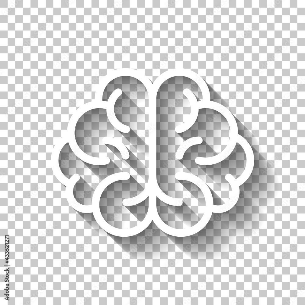 Human brain, creative mind, simple icon. White linear icon with ...