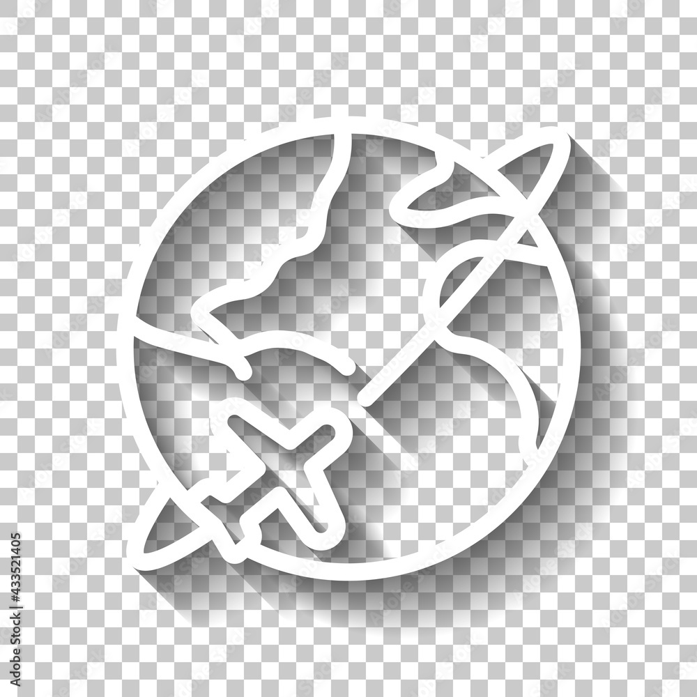 Globe and plane, air travel, around the world, simple business icon ...