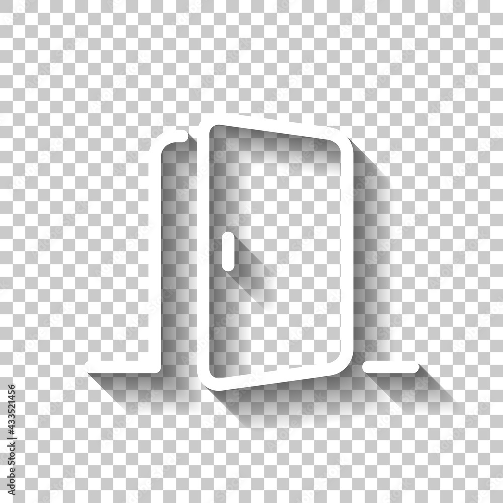 Simple door icon, entrance or exit. White linear icon with editable ...