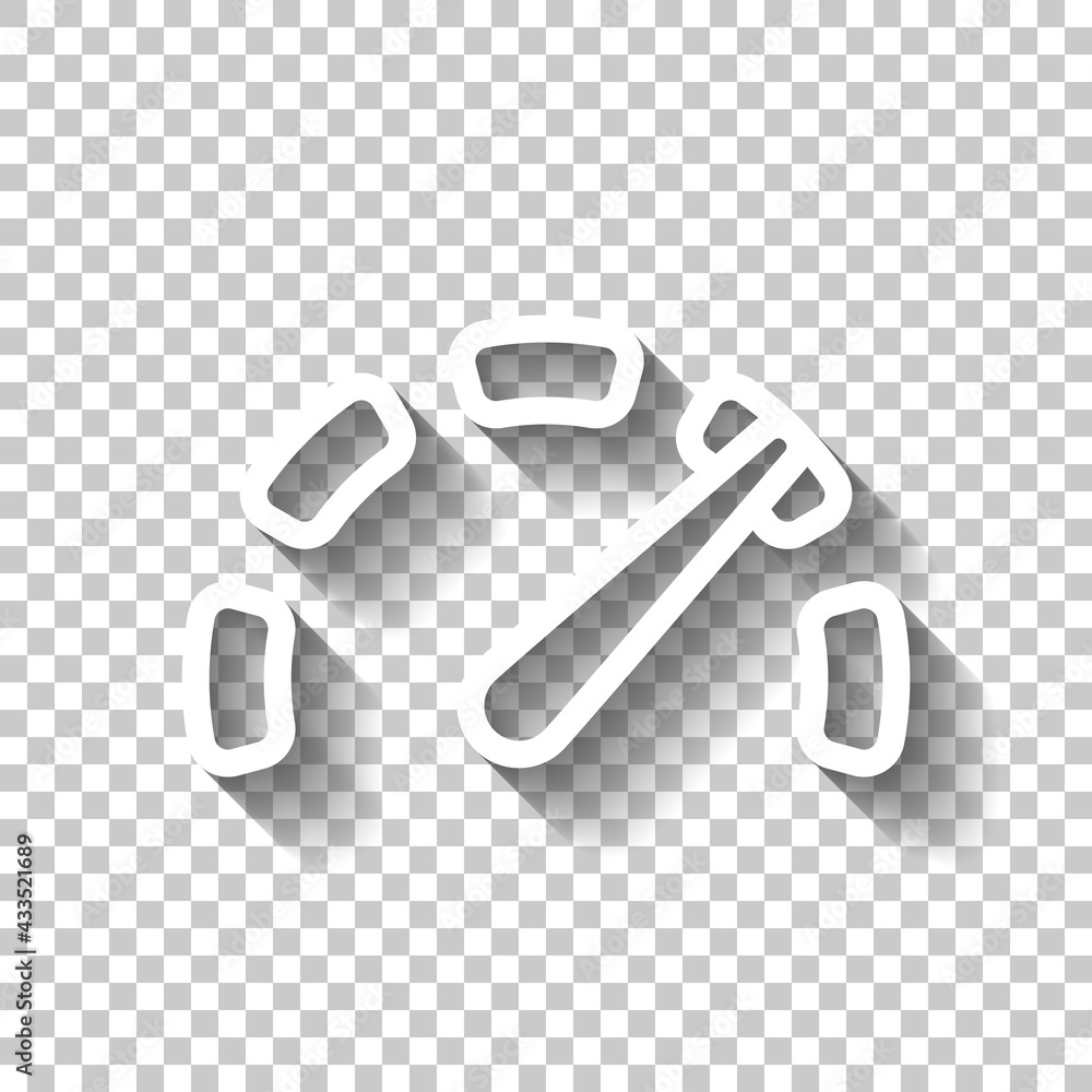 Speedometer or speed indicator of car, simple icon. White linear icon ...