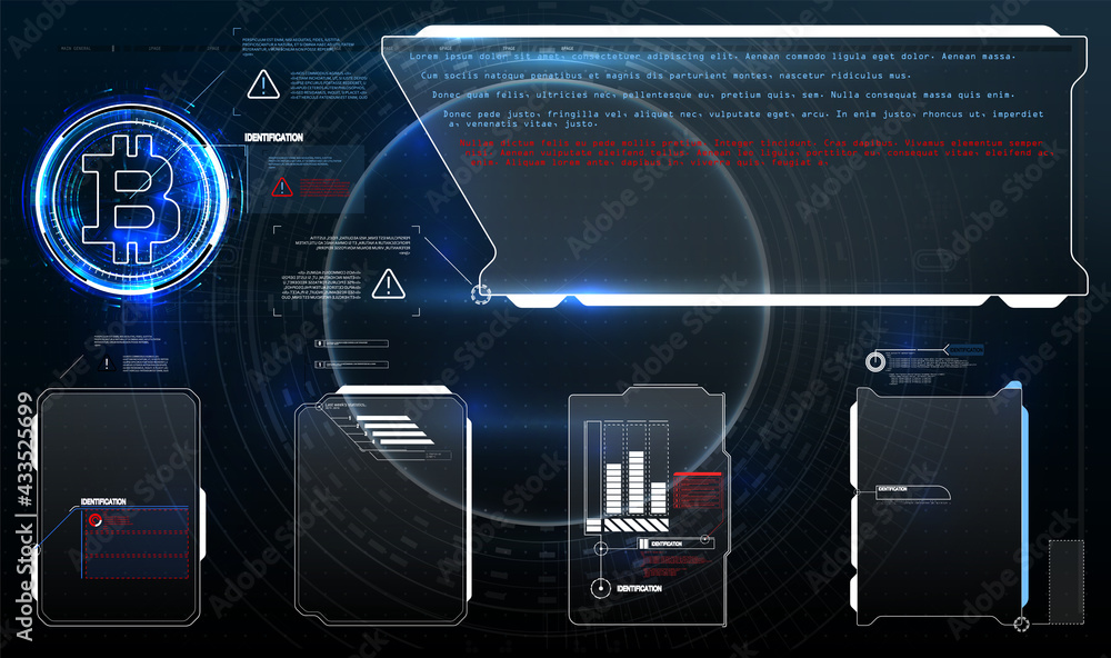 Futuristic Vector HUD Interface Screen Design. Digital callouts titles ...