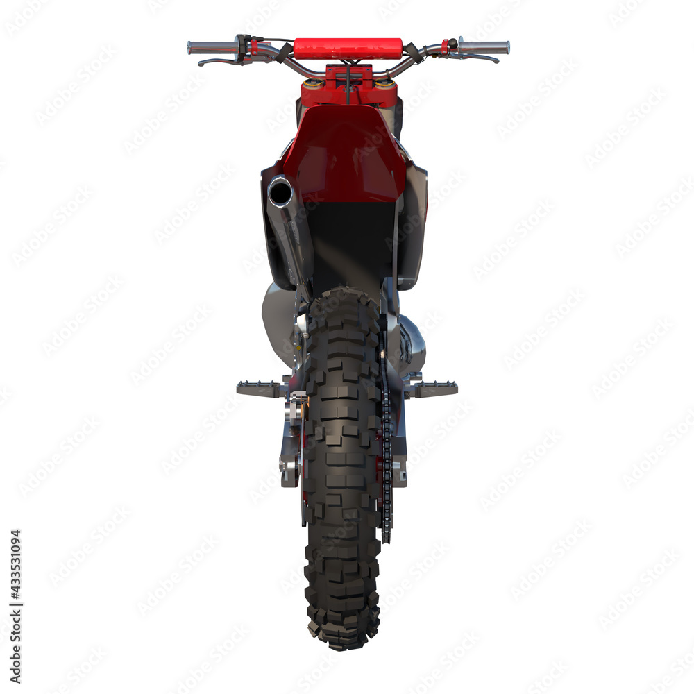 off road motorcycle motocross 1- Back view white background 3D ...