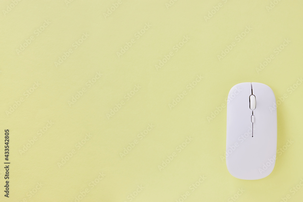 Top View or Flat Lay White Mouse on Office Desk or Office Table ...