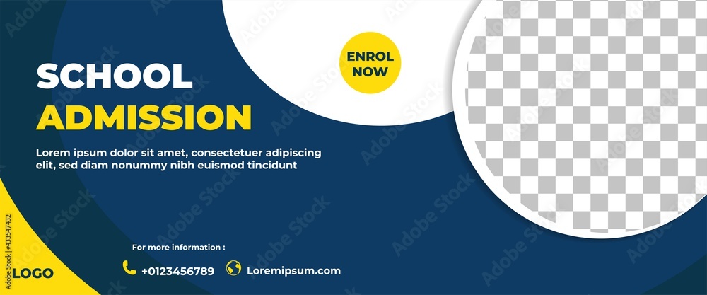 School admission web banner template design. Modern promotional banner ...