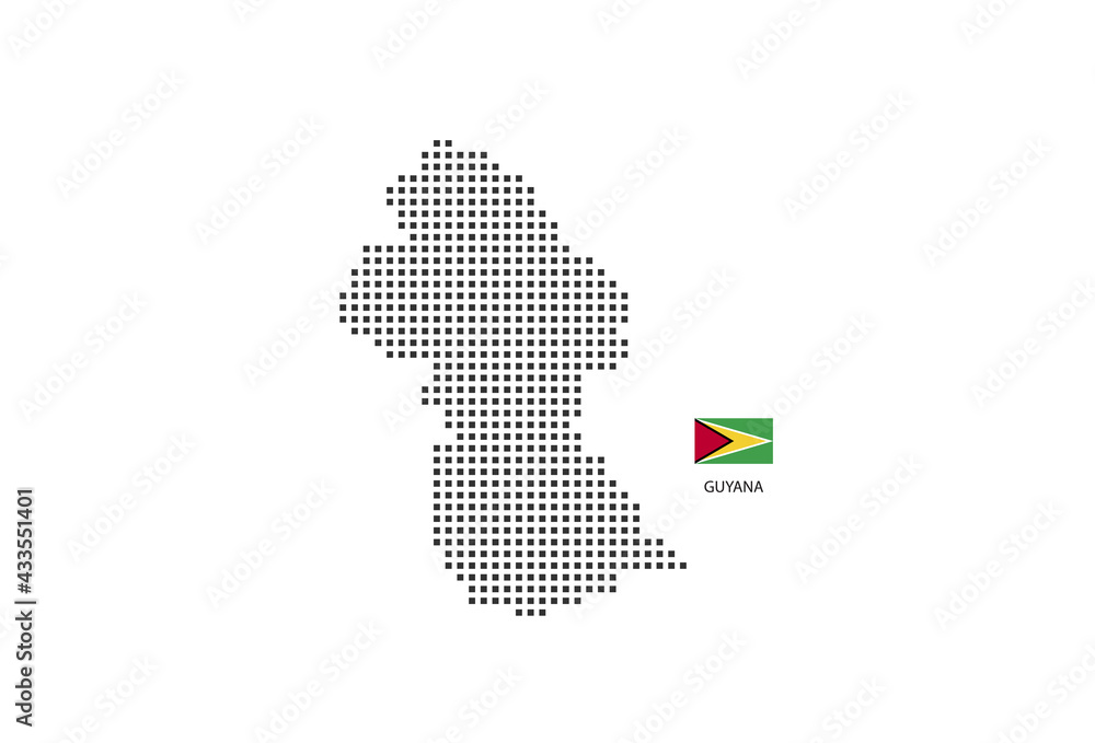Vector square pixel dotted map of Guyana isolated on white background ...