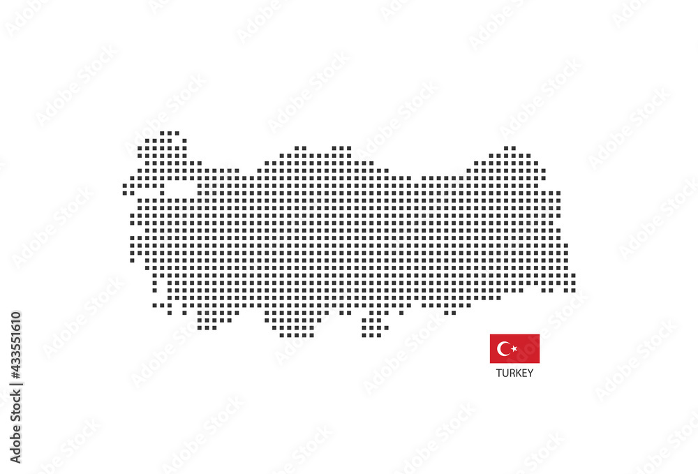 Vector square pixel dotted map of Turkey isolated on white background ...