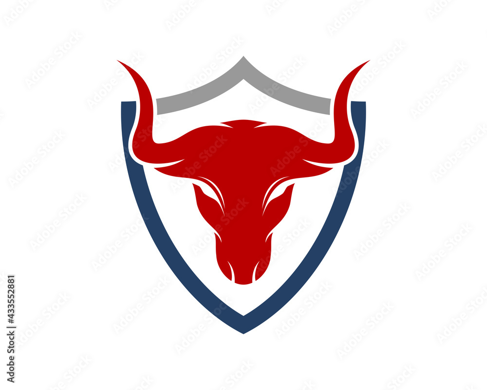 Red bull head in the shield logo Stock Vector | Adobe Stock