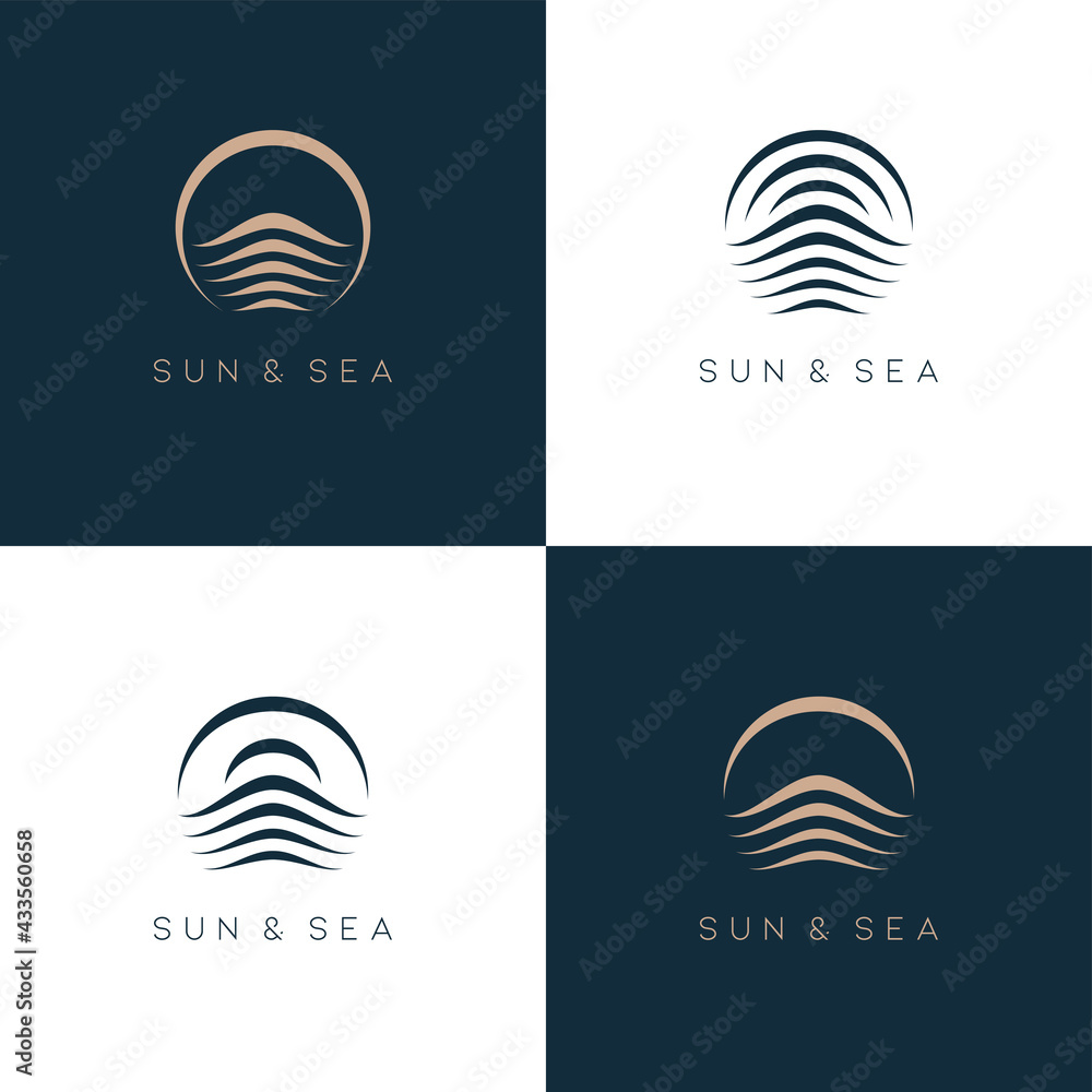 Vector abstract logo design template. Sun and Sea logo set. Stock ...