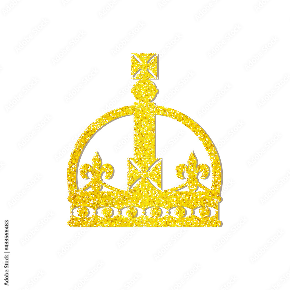 Realistic golden crown isolated on white background. Crown headdress for the king and queen ...