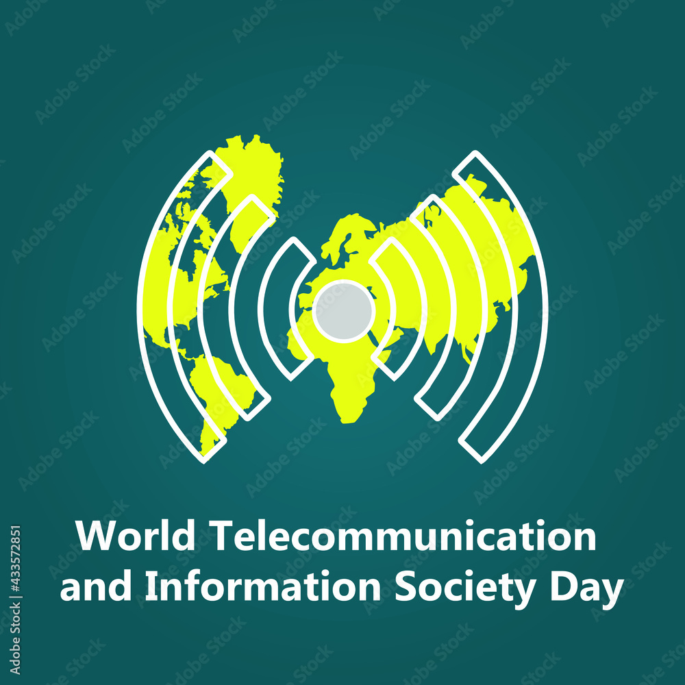 world logo with communication symbol, World Telecommunication and ...