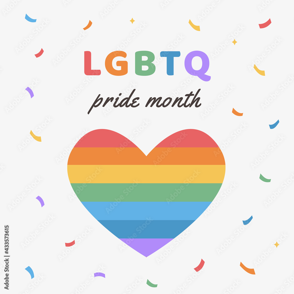 Vector Banner with LGBT heart shaped rainbow flag. Social media post ...