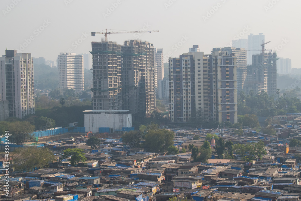 Slum redevelopment of mumbai maharashtra with towers and slums in one ...