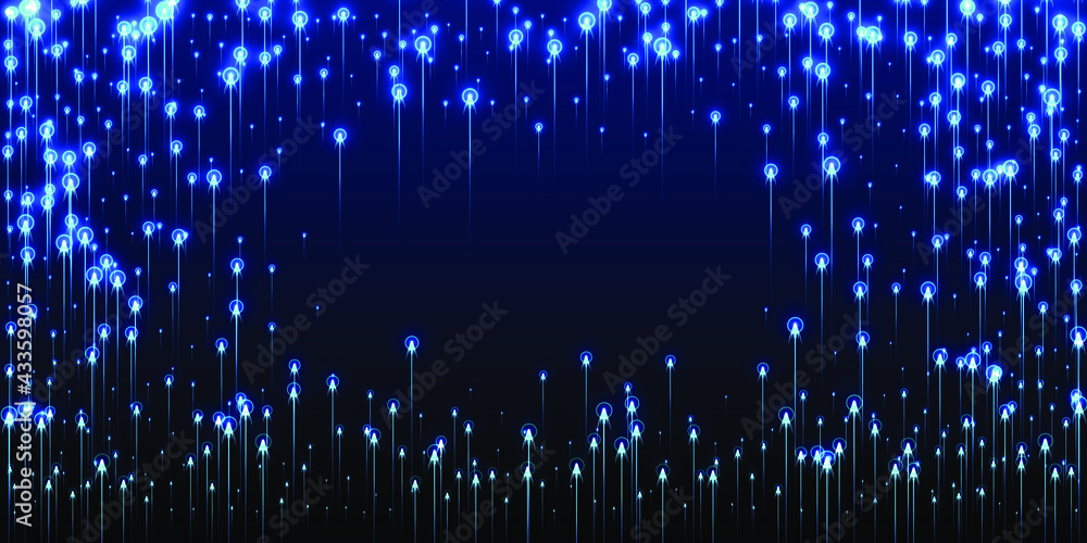 Abstract vertical line beams fiber optics vector. Geometric neon blue ...