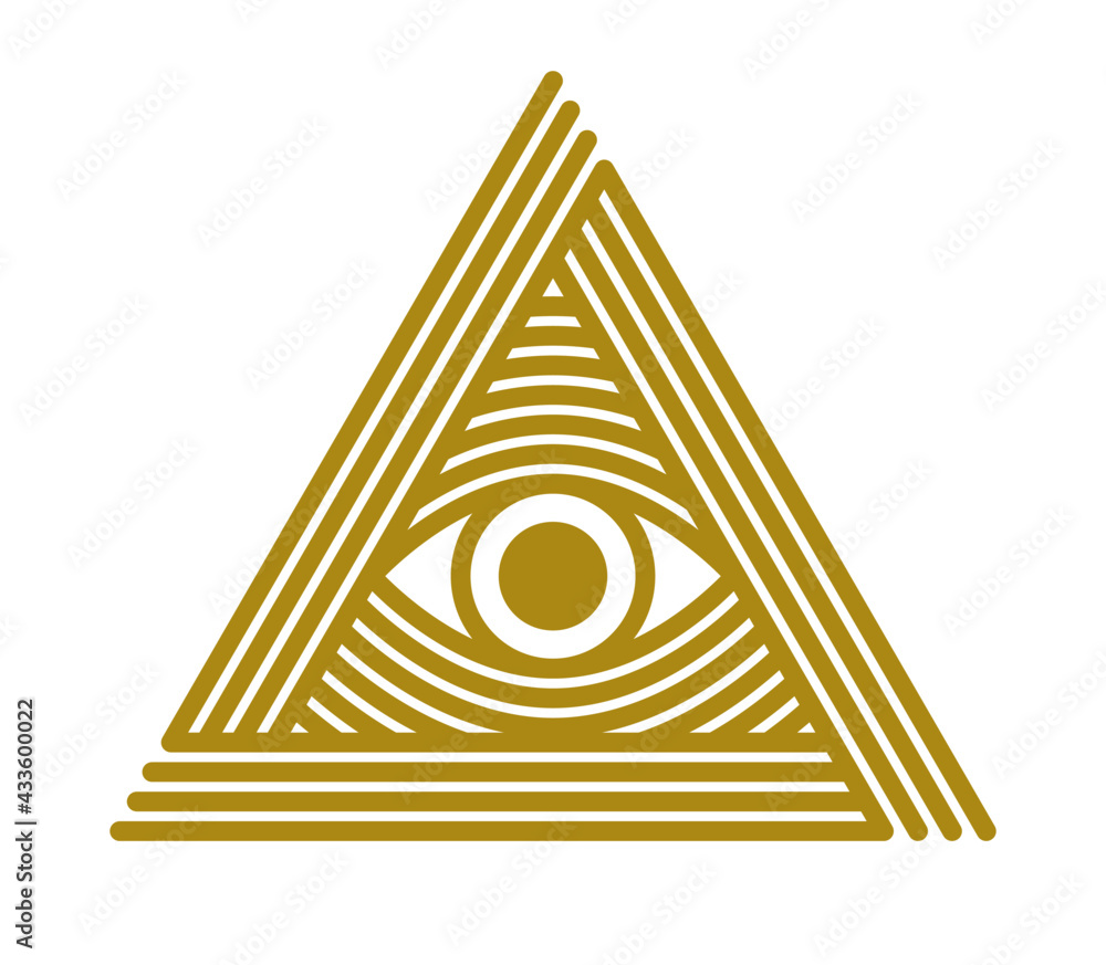 All seeing eye in triangle pyramid vector ancient symbol in modern ...