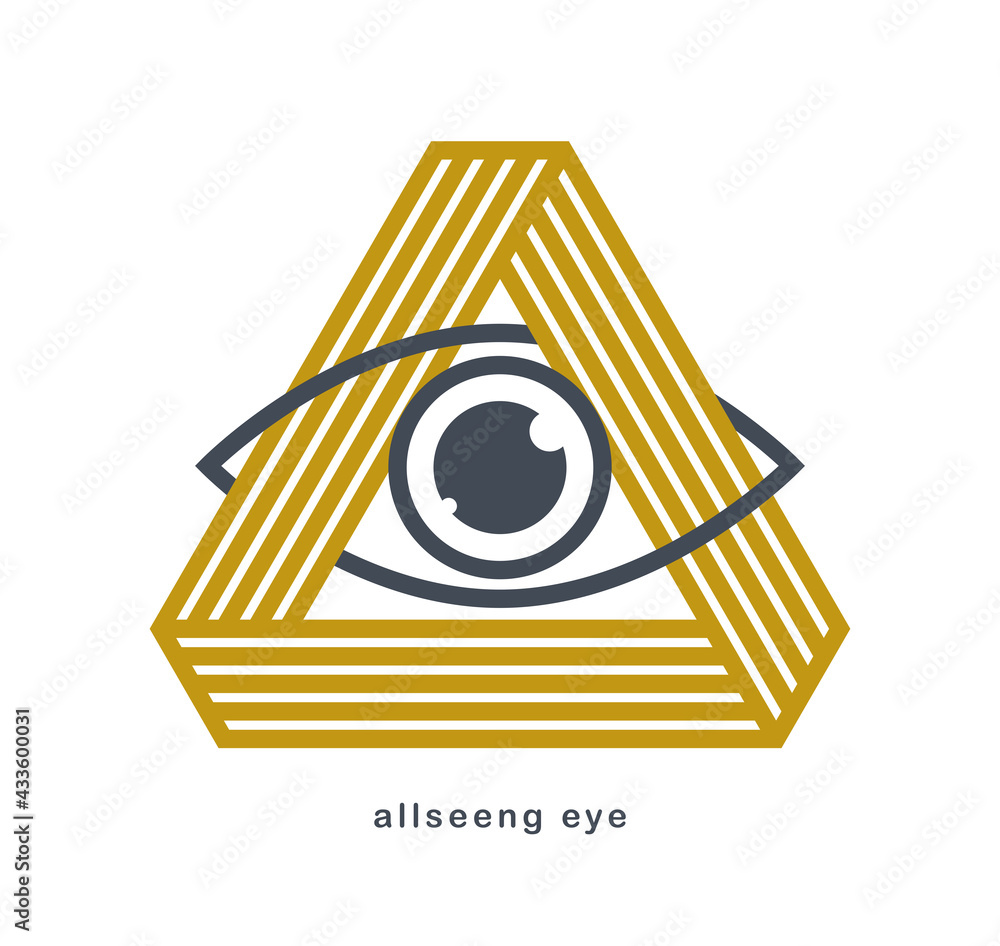 All seeing eye in triangle pyramid vector ancient symbol in modern ...
