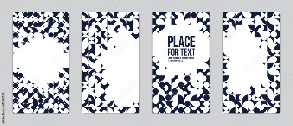 Geometric design covers vector set, black and white modular constructor ...