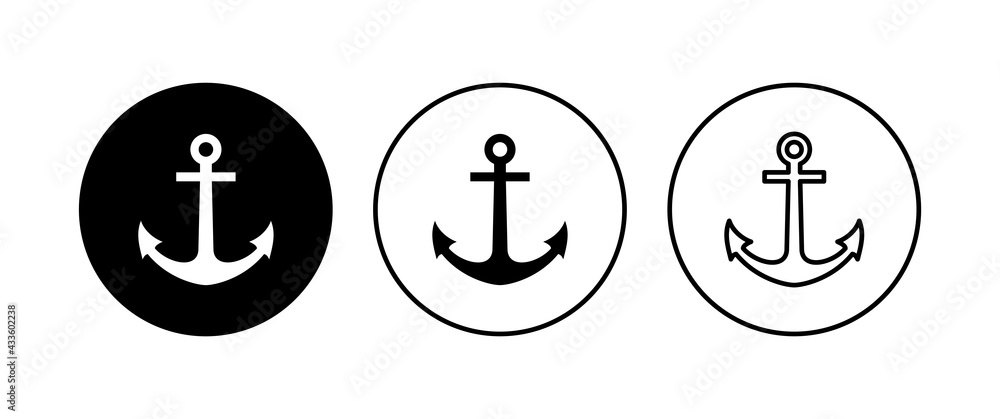 Anchor icon set. Anchor symbol logo. Anchor marine icon. Stock Vector ...