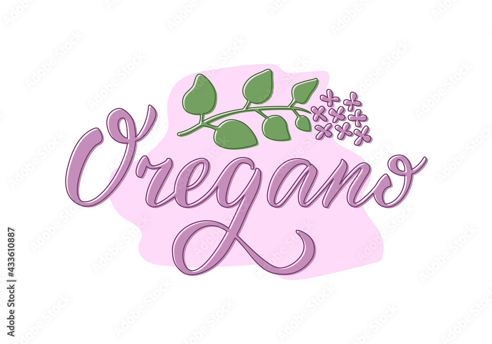 Vector illustration of oregano lettering for packages, product design ...