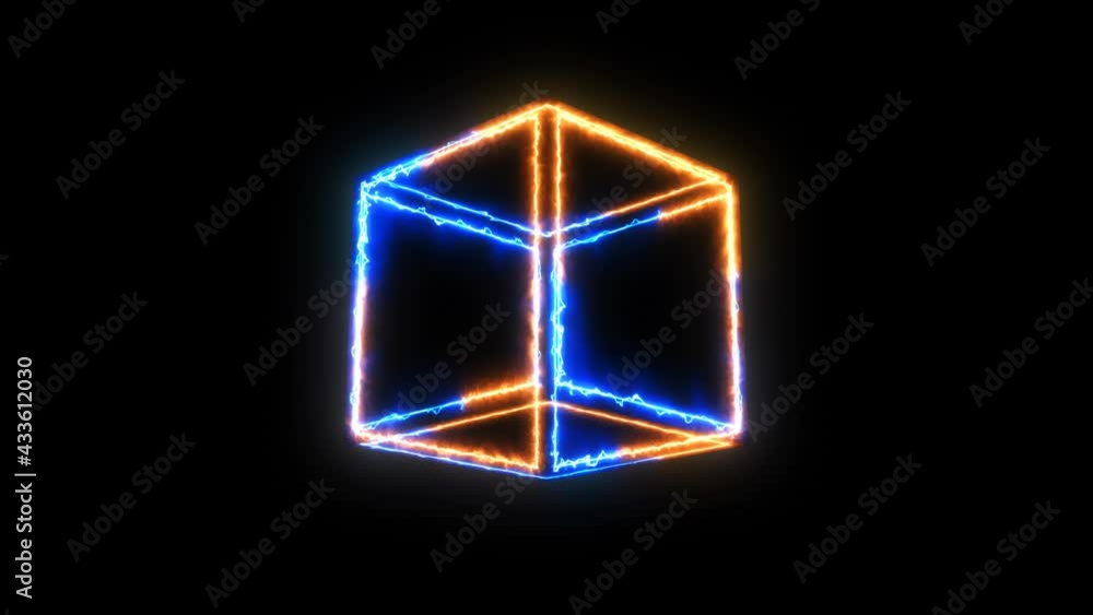 Hitech Abstract Element On Black 3d Hyper Cube Combining Seamless Loop