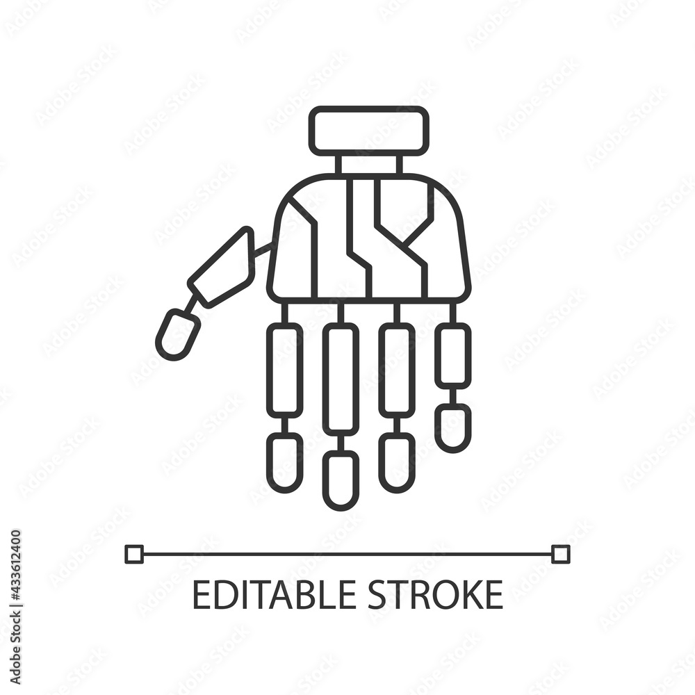 Bionic limb black glyph icon. Innovative arm prosthetics. Hand ...